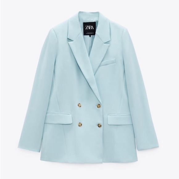 Zara | Jackets & Coats | Zara Sky Blue Flowy Blazer | Poshmark